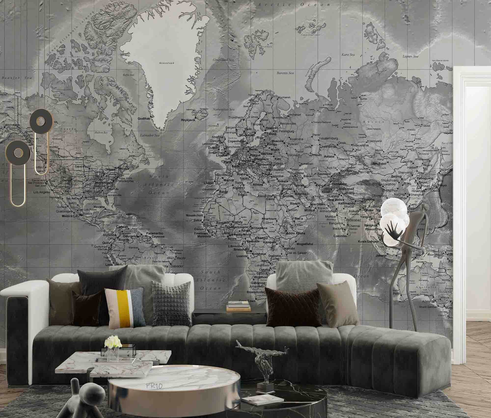 3D Detailed World Map Wall Mural Wallpaper GD 4789 – Jessartdecoration