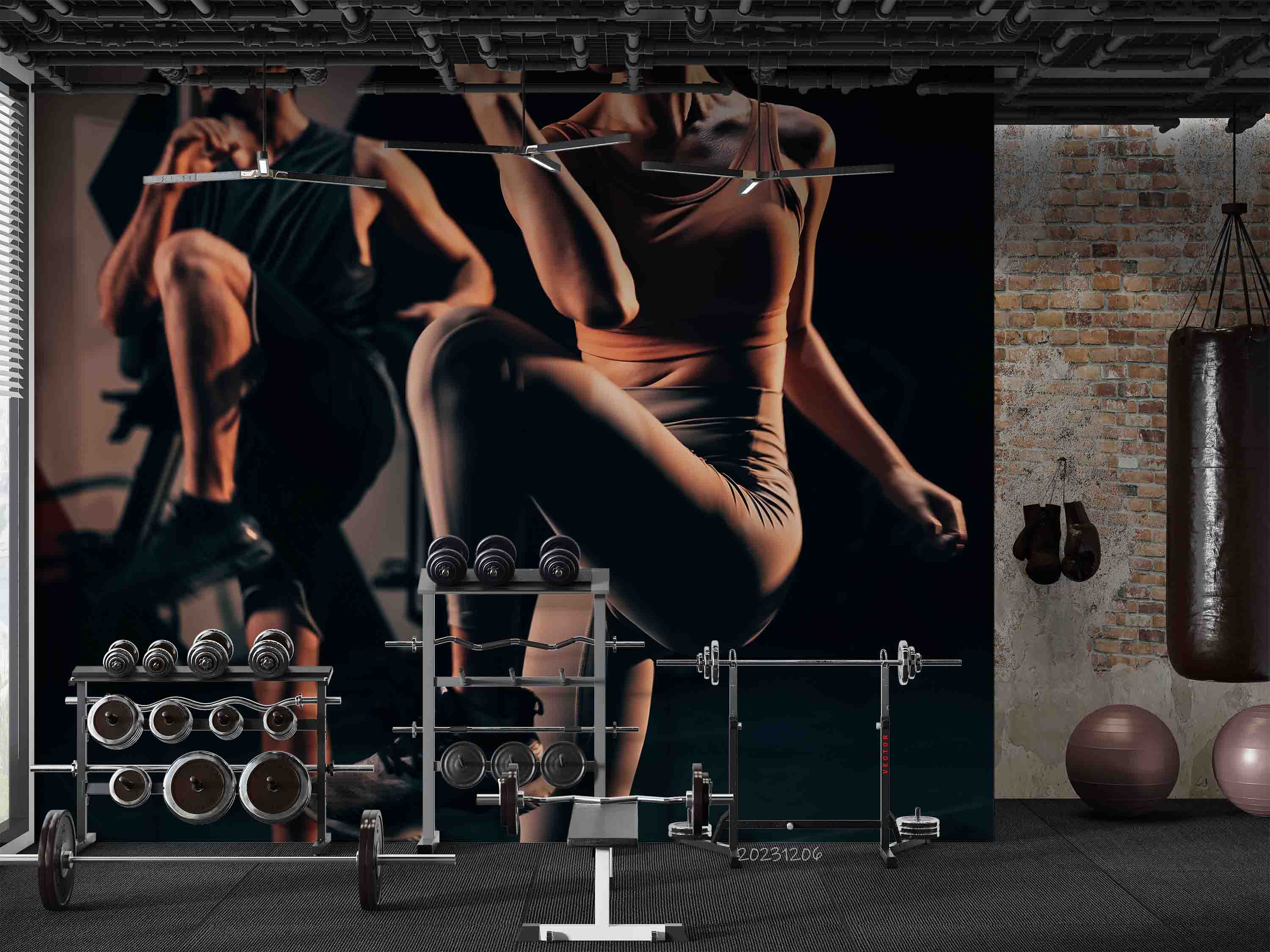 3D Fitness Woman Running Exercise Wall Mural Wallpaper YXL 128 ...