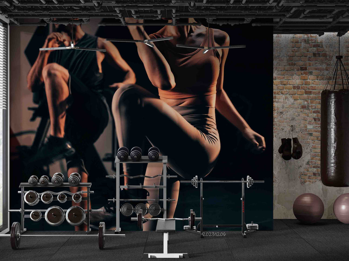 3D Fitness Woman Running Exercise Wall Mural Wallpaper YXL 128 ...