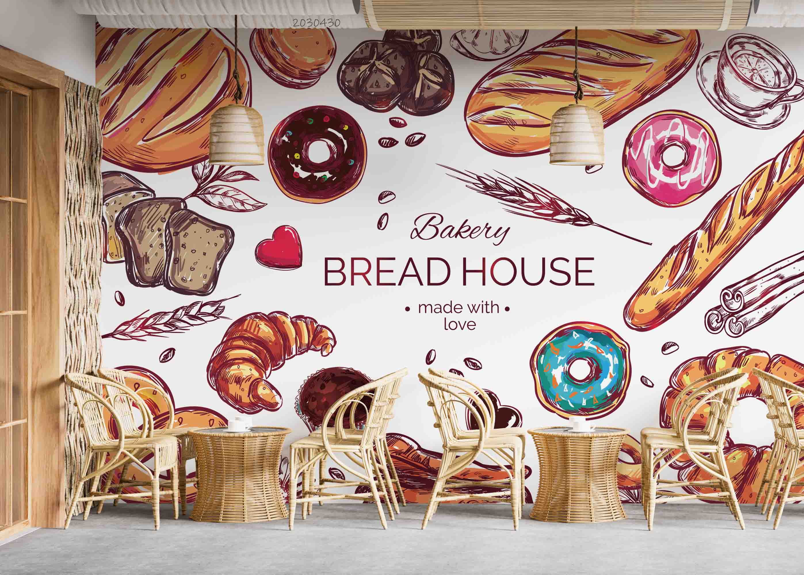 3D Wheat Food Bread Donut Wall Mural Wallpaper GD 5269 – Jessartdecoration