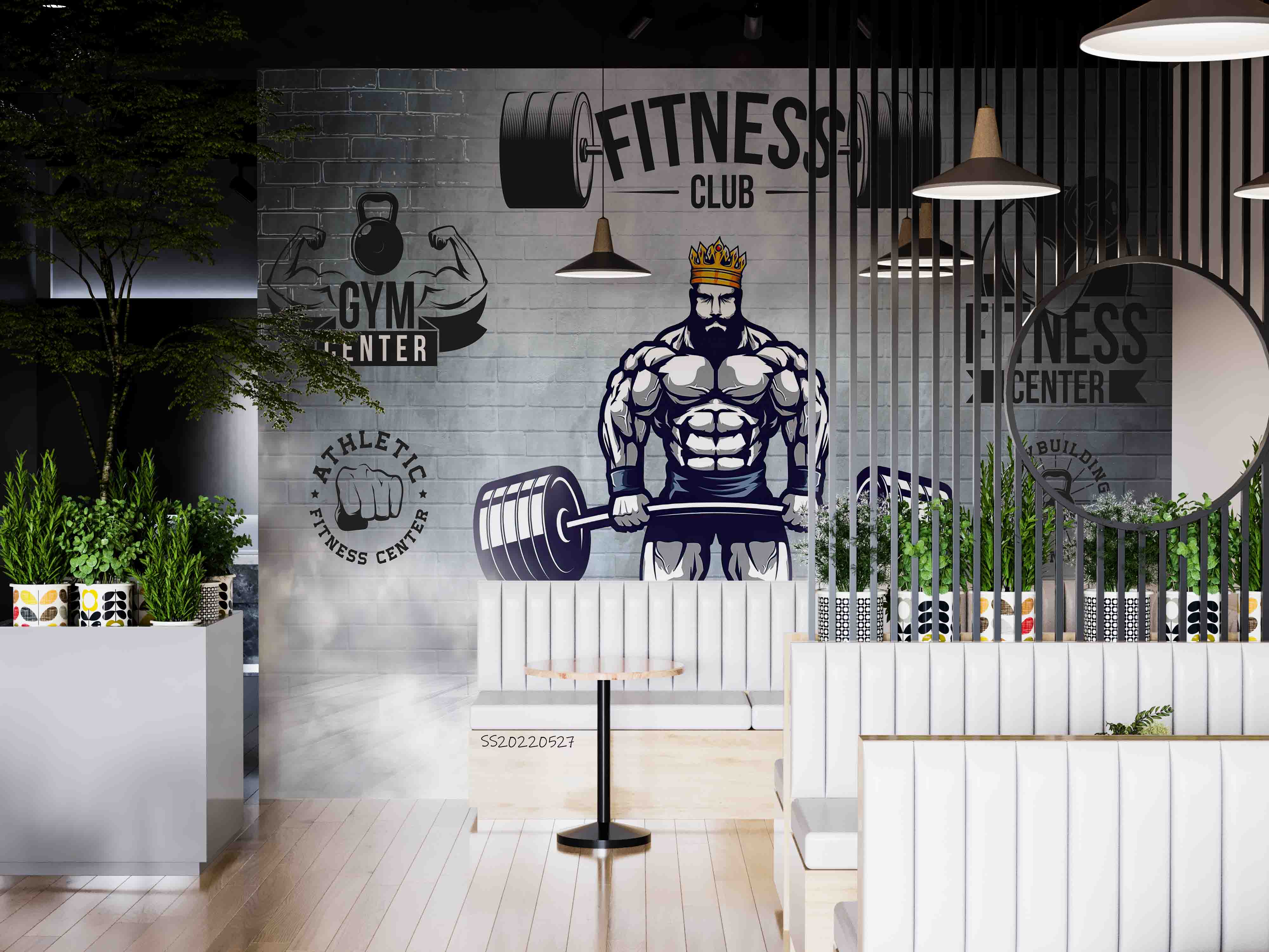 3D Bodybuilder Barbell Brick Wall Background Wall Mural Wallpaper GD 4 ...