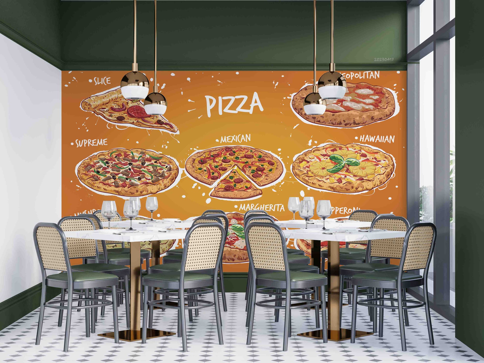 3D Pizza Menu Illustration Wall Mural Wallpaper GD 5567 – Jessartdecoration
