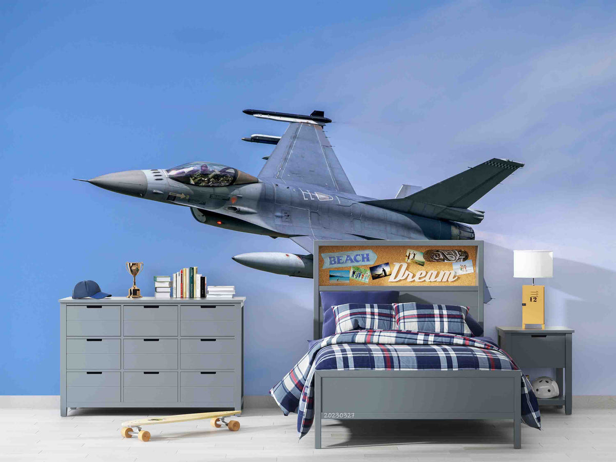 3D Royal Netherlands Air Force F16 Jet Fighter Takeoff Wall Mural ...