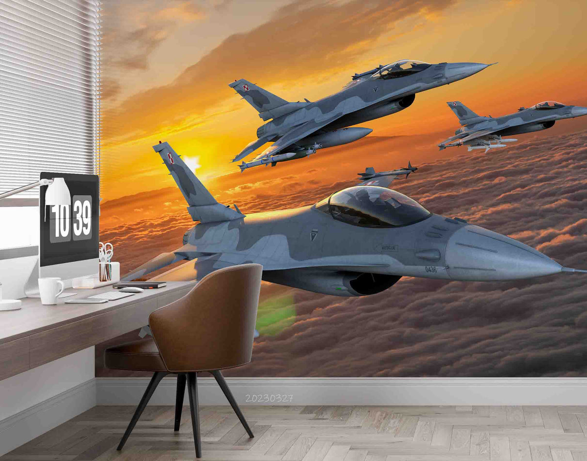 3D Lockheed Martin F-16 Flight Wall Mural Wallpaper GD 5410 ...