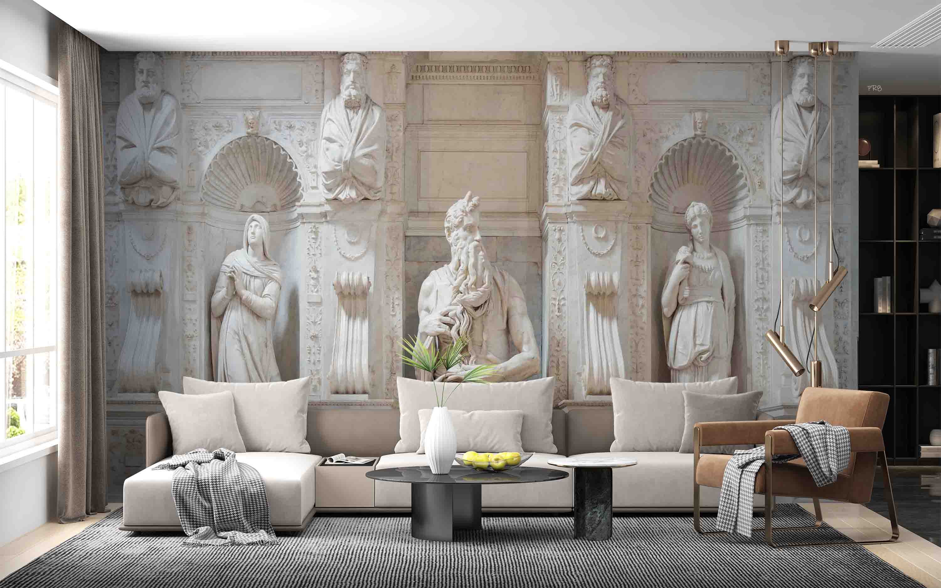 3D Michelangelo Moses Statue Vincoli Cathedral Wall Mural Wallpaper GD ...