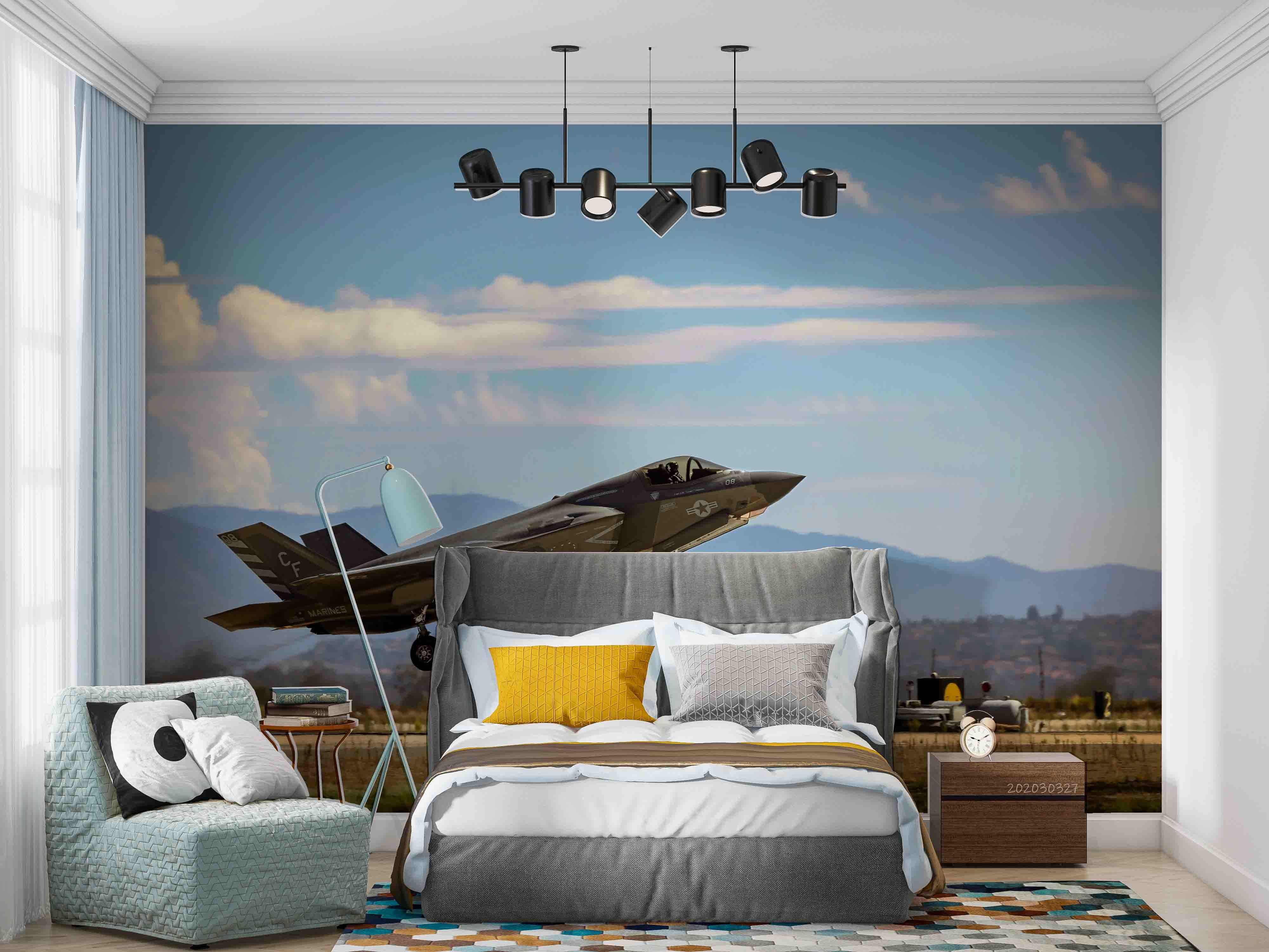 3D Military Aircraft Lockheed Martin F-35 Lightning II Wall Mural Wall ...