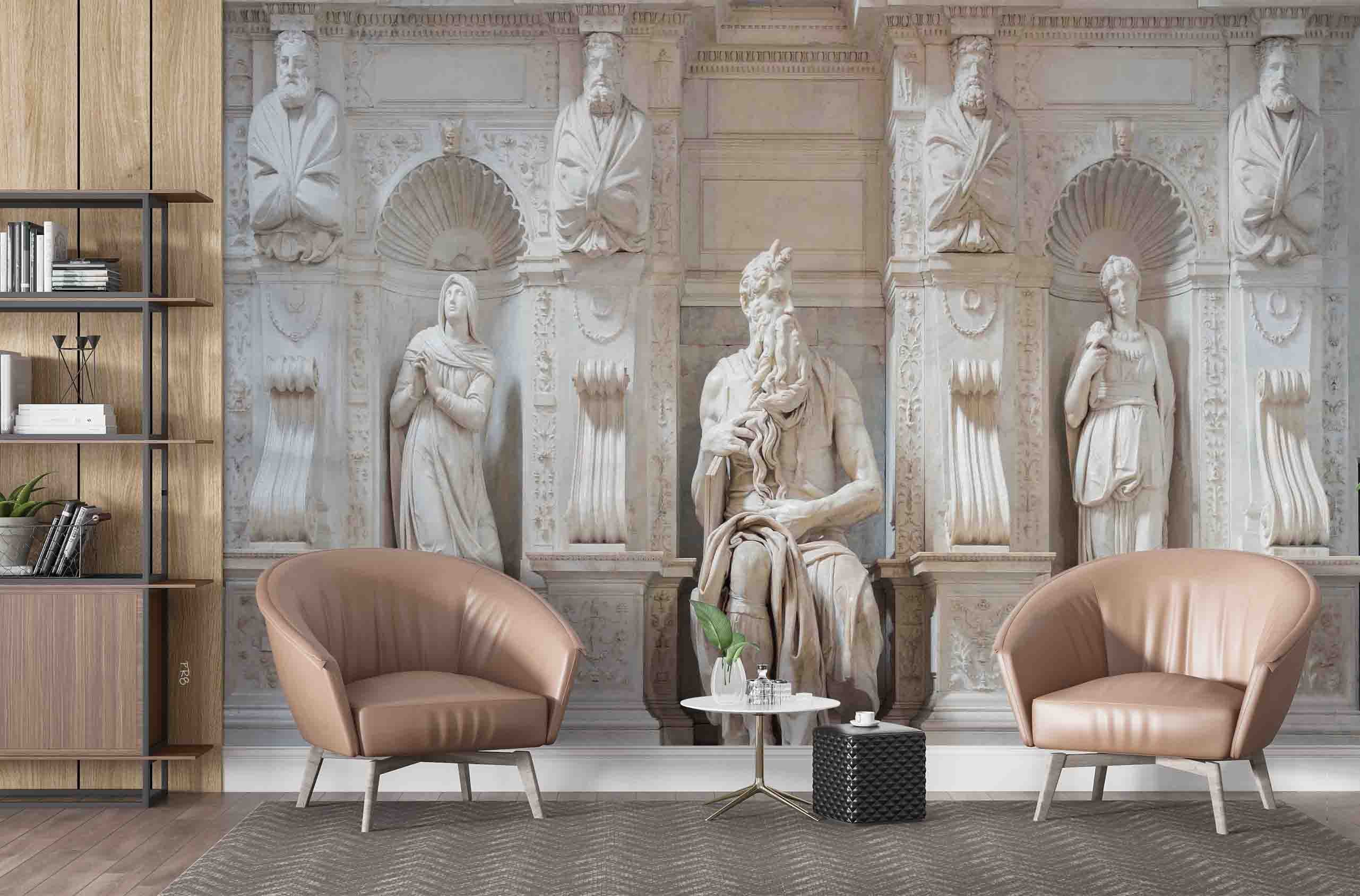 3D Michelangelo Moses Statue Vincoli Cathedral Wall Mural Wallpaper GD ...