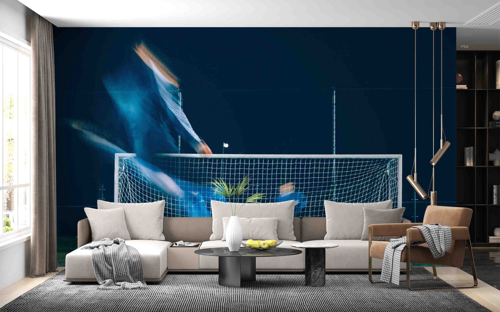 3D Soccer Field Player Kicking Goal Wall Mural Wallpaper GD 4656 ...