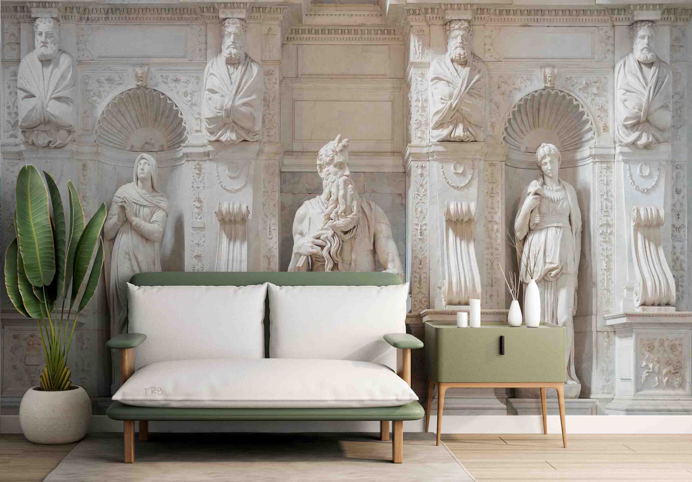 3D Michelangelo Moses Statue Vincoli Cathedral Wall Mural Wallpaper GD ...