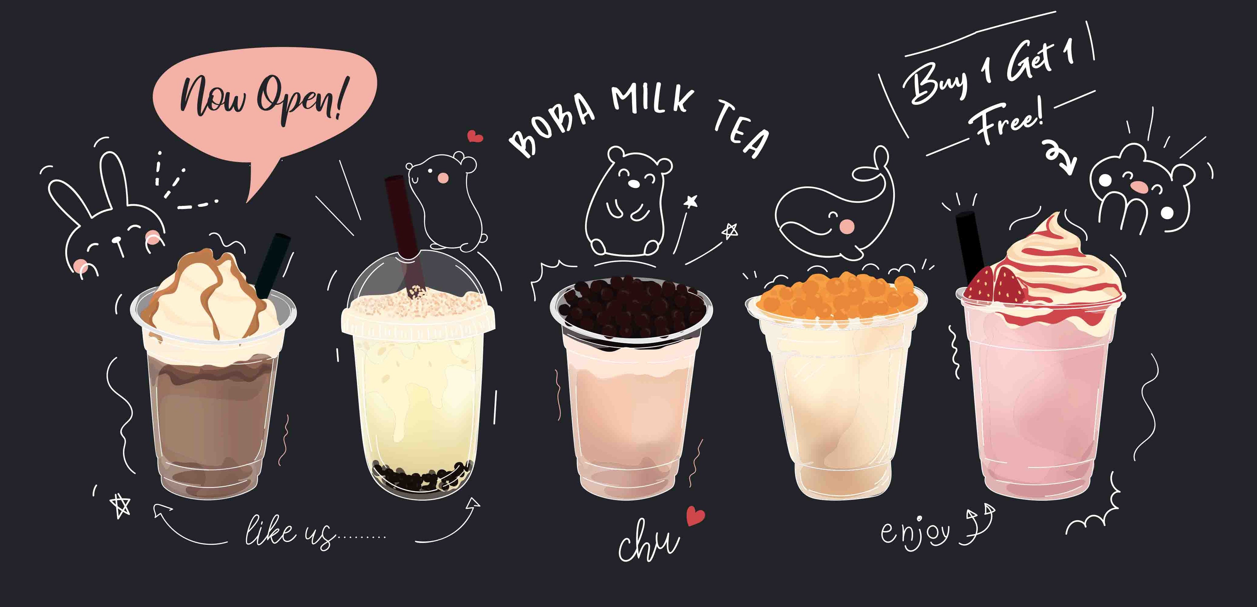 bubble tea black background