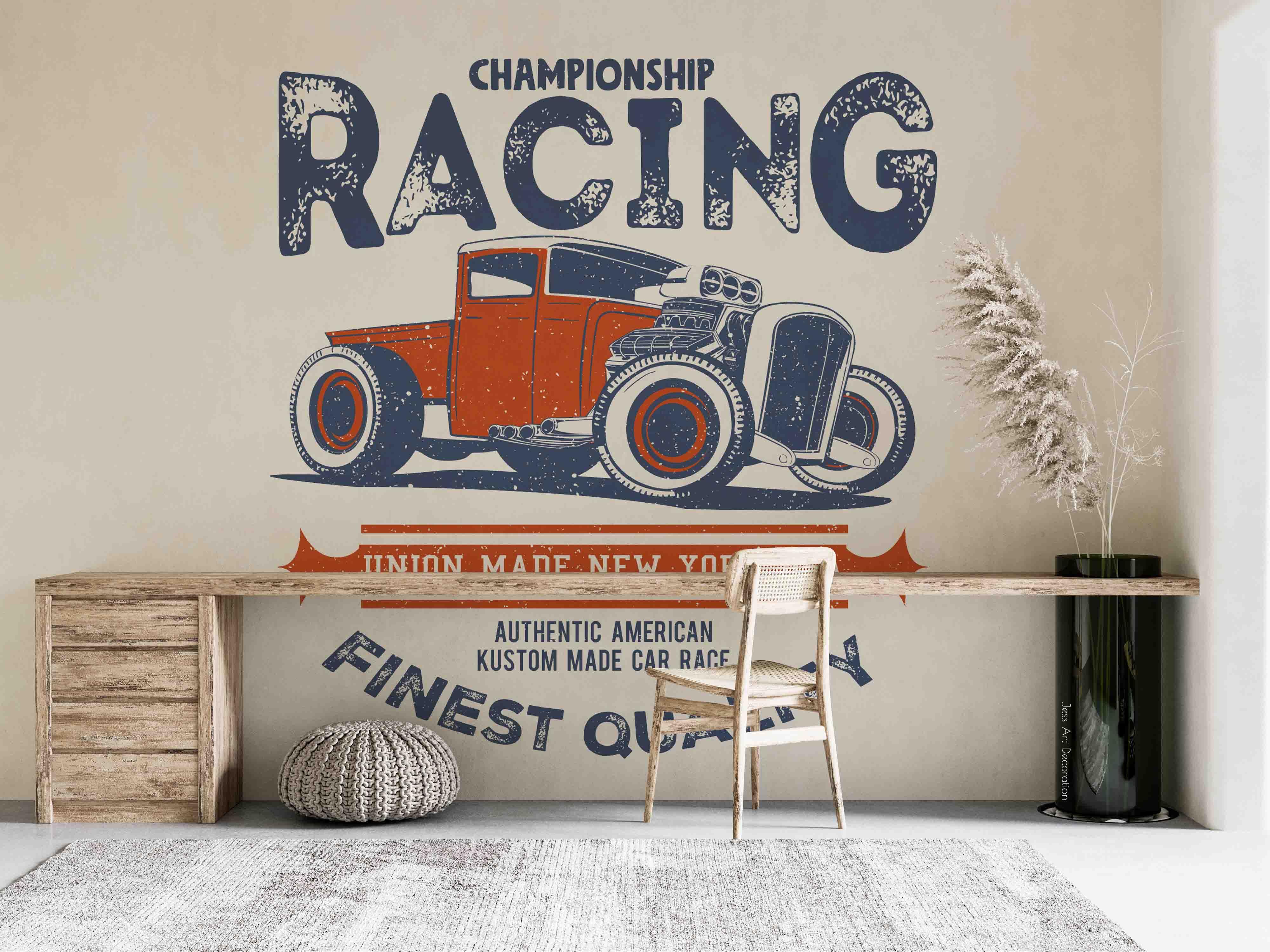 Vintage Race Car Wallpaper Mural Wall Mural Colorful Vehicles Retro
