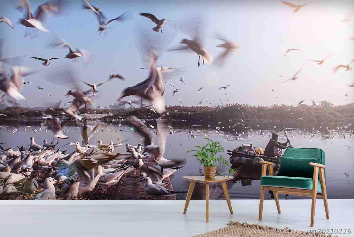 3D Beach Seagull Landscape Wall Mural Wallpaper LQH 123 – Jessartdecoration