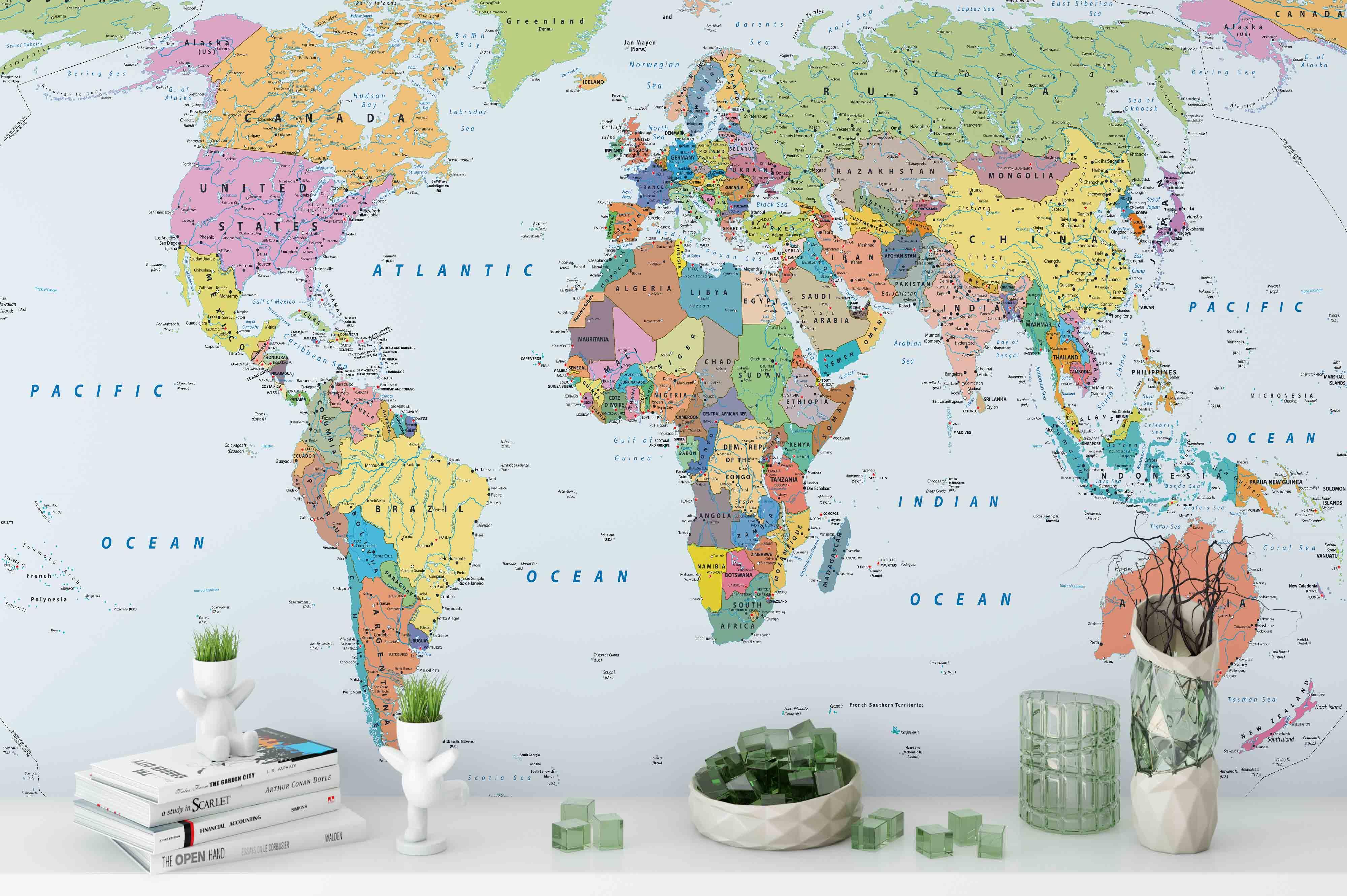 3D World Map Wall Mural Wallpaper 173 – Jessartdecoration