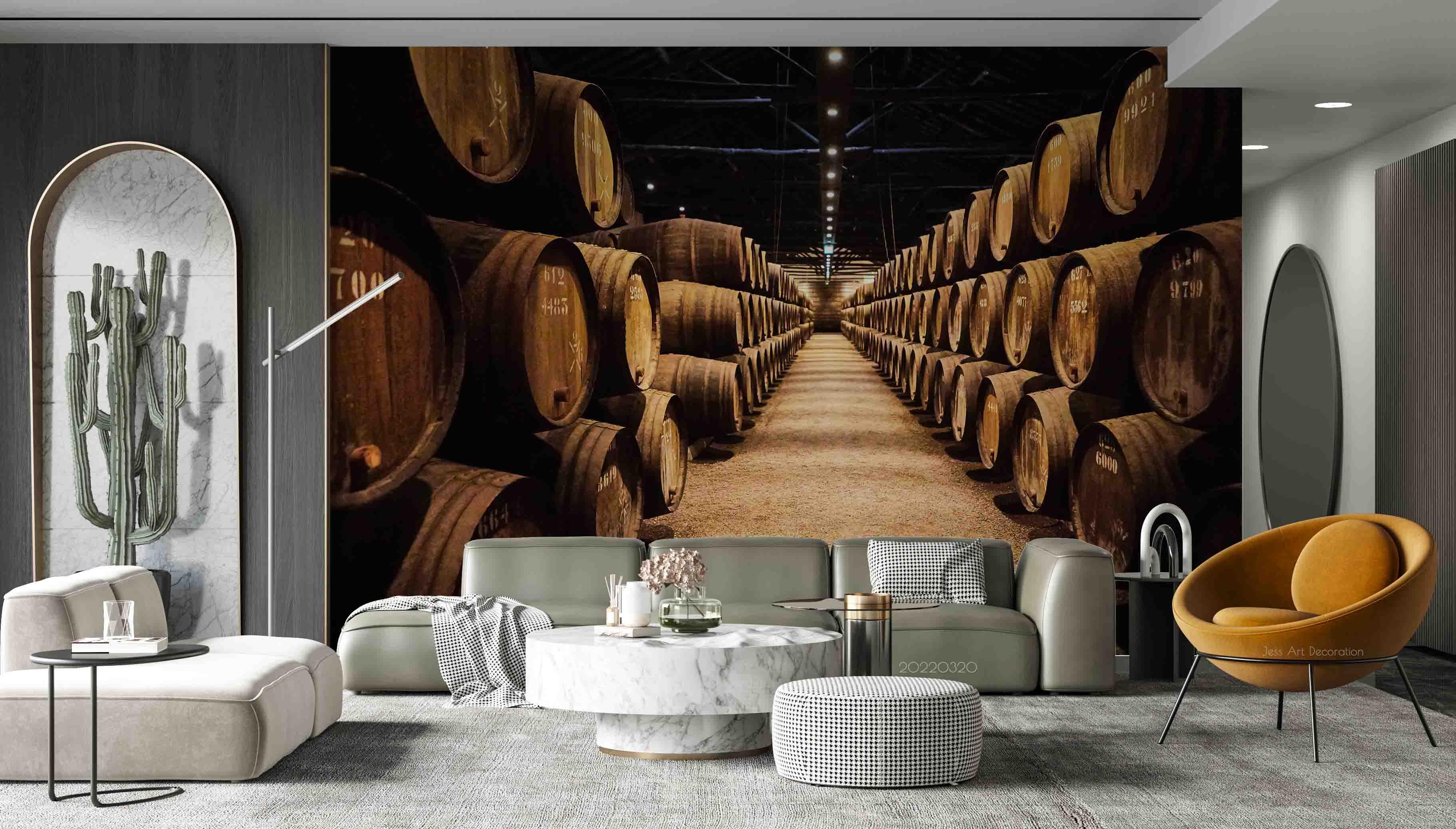 3D Factory Wooden Wine Barrel Wall Mural Wallpaper GD 3717 ...