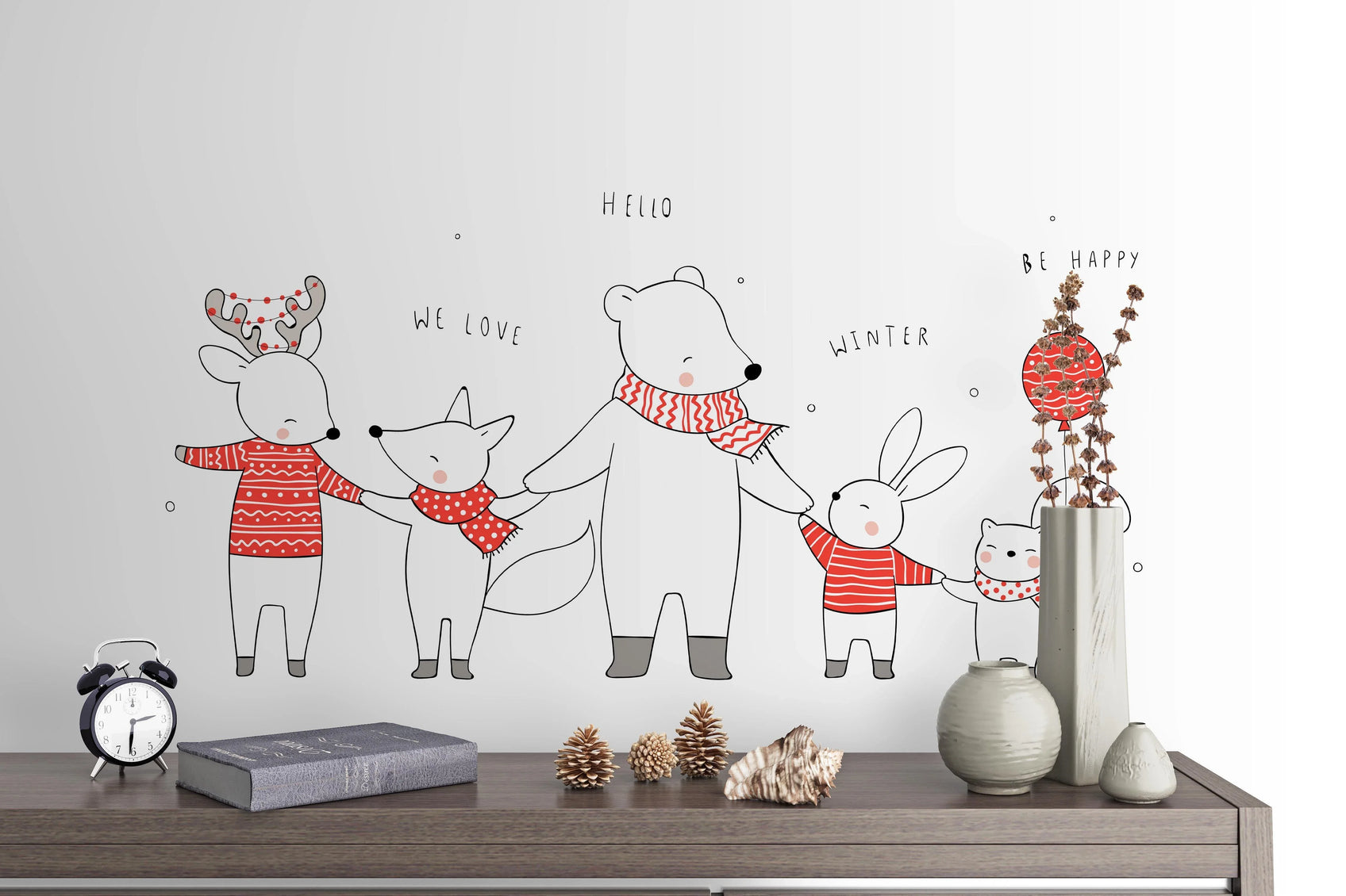 3D Stick Figure Forest Animals Wall Mural Wallpaper 24 – Jessartdecoration