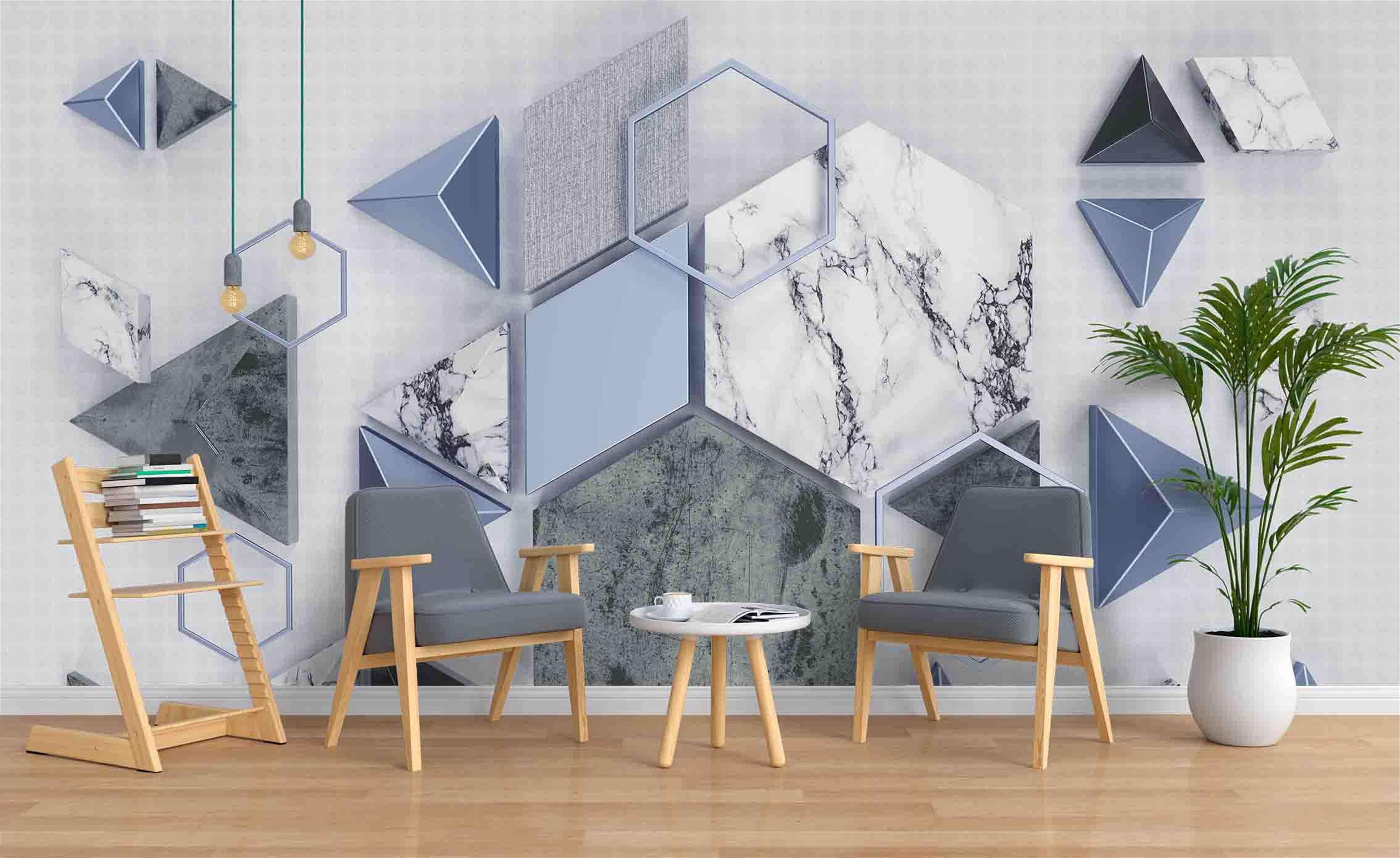 3D Abstract Grey Geometric Marble Wall Mural Wallpaper LQH 66 ...