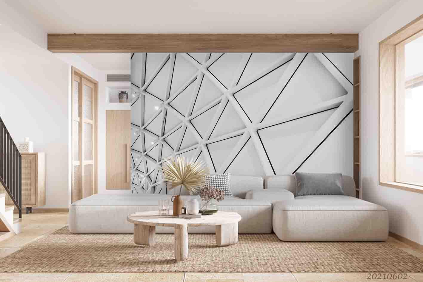 3D Abstract Sphere Triangle Relief Gypsum Wall Mural Wallpaper SWW925 ...