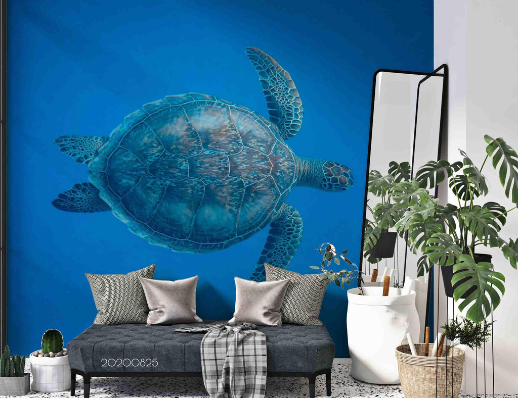 3D Blue Sea Turtle Wall Mural Wallpaper 06 LQH | Jessartdecoration