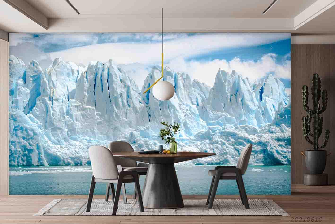 3D Polar Glacier Snow Mountain Wall Mural Wallpaper SWW1762 ...