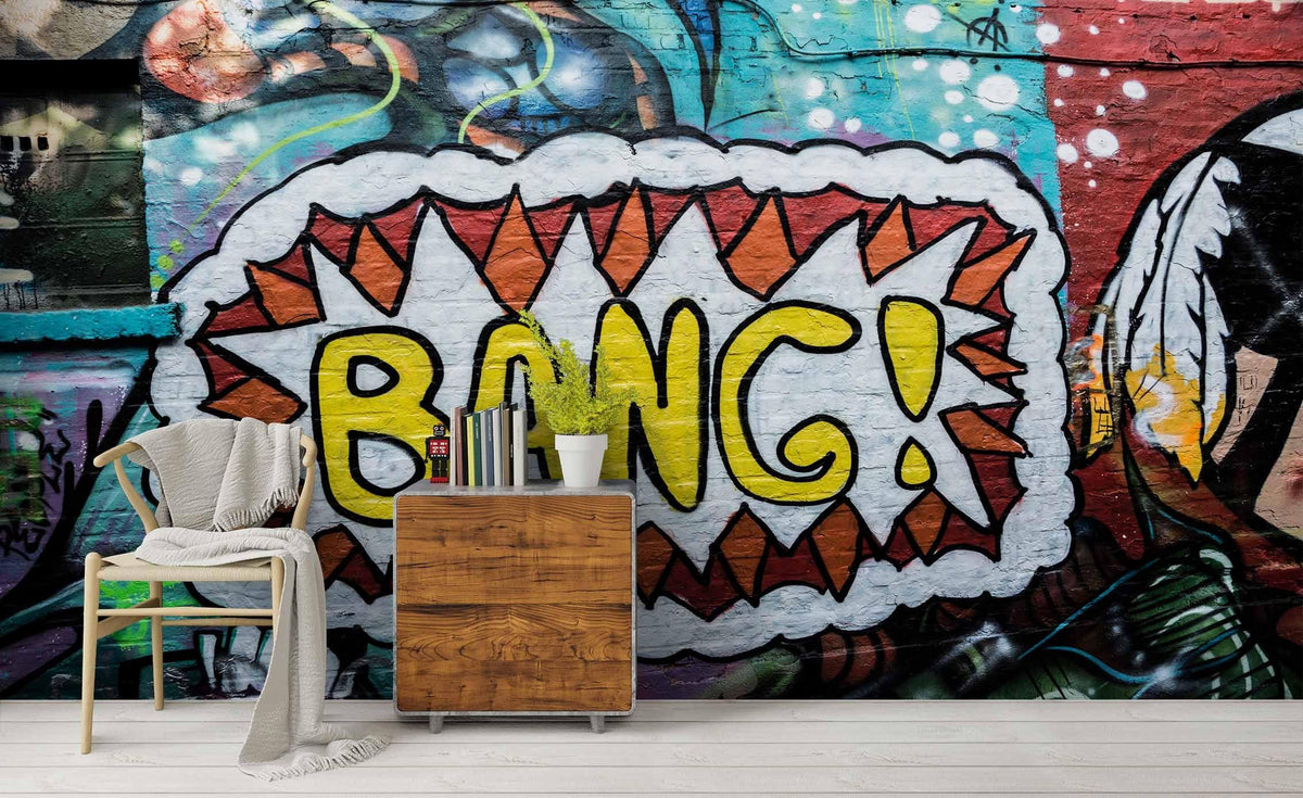 3D Bang Graffiti Wall Mural Wallpaper sww 107 | Jessartdecoration