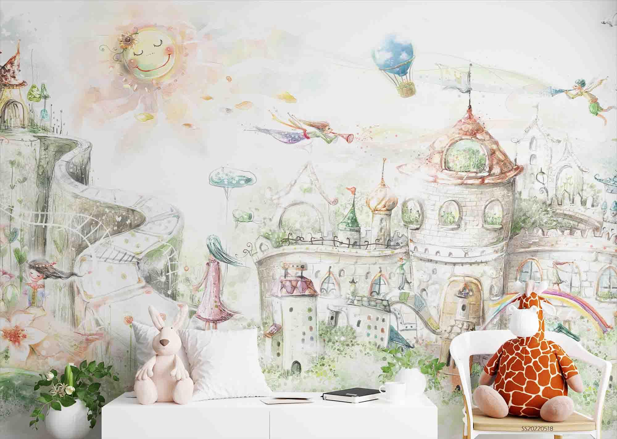 3D Fairy Tale Castle Girl Wall Mural Wallpaper SWW 77 – Jessartdecoration