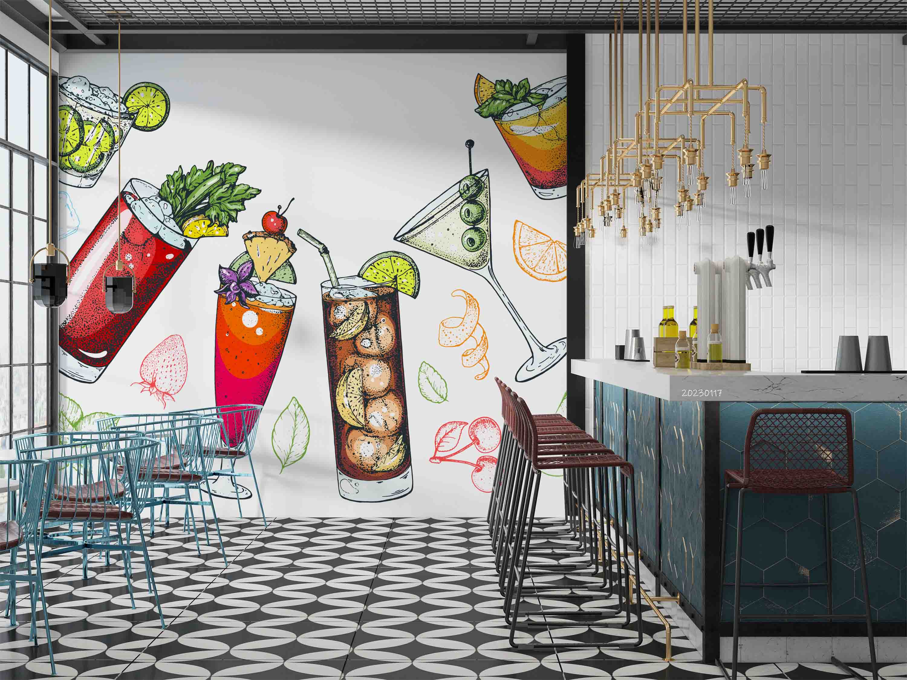3D Alcoholic Cocktail Set Wall Mural Wallpaper GD 1642 – Jessartdecoration