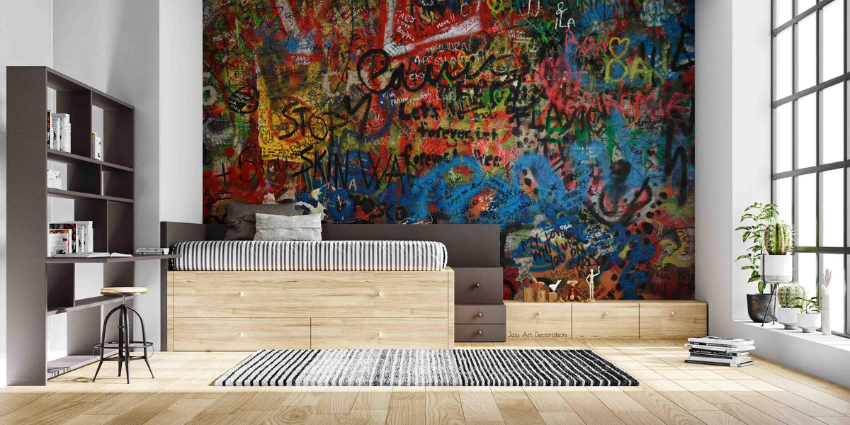 3D Abstract Art Graffiti Alphabet Wall Mural Wallpaper GD 4148 ...