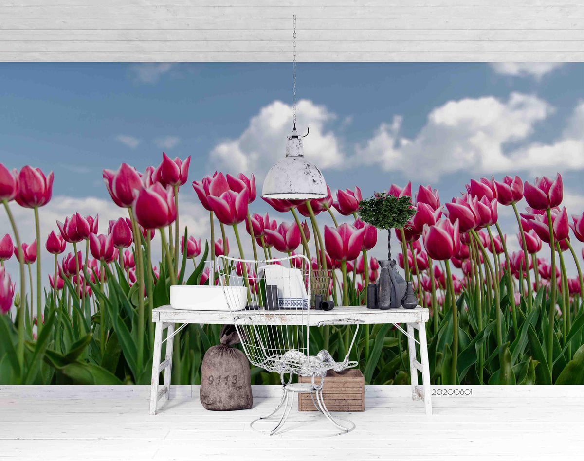 3D Tulip Flowers Wall Mural Wallpaper SF 03 | Jessartdecoration