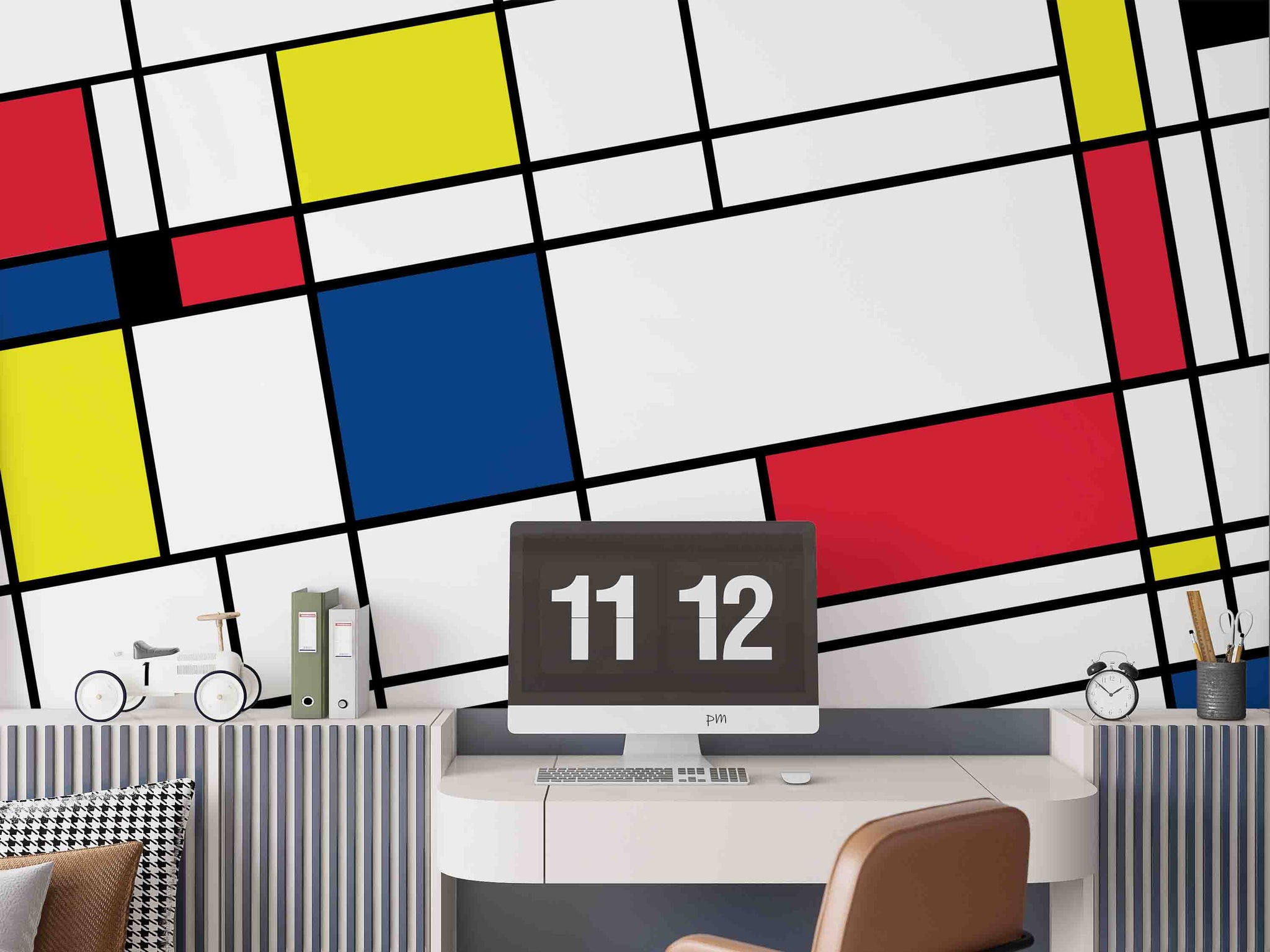 3D Modern Piet Mondrian Style Geometric Colorful Squares Wall Mural Wa ...