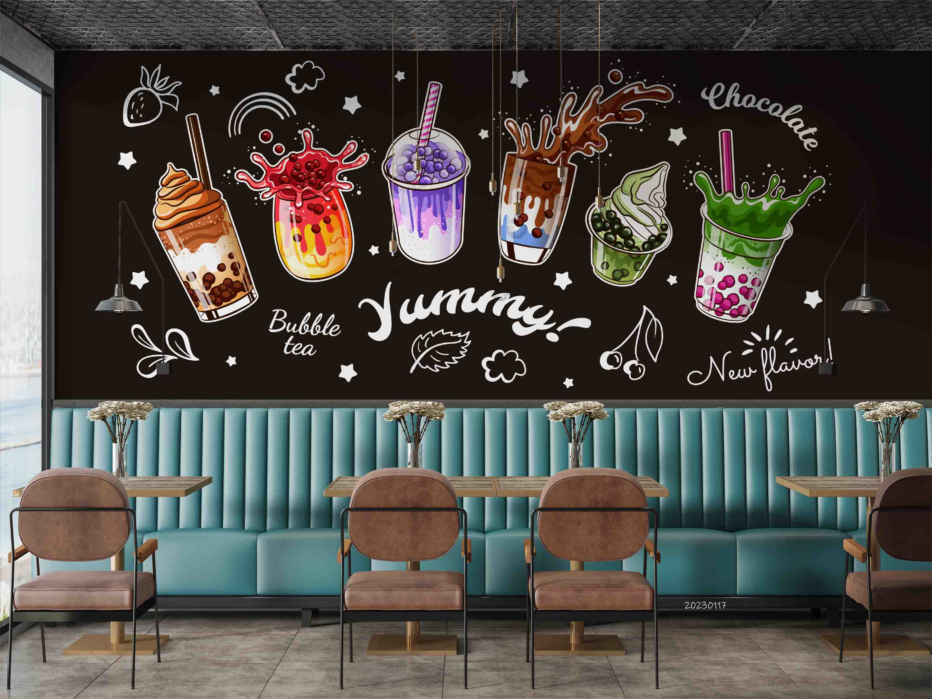 3D Bubble Milk Tea Poster Wall Mural Wallpaper GD 1592 – Jessartdecoration