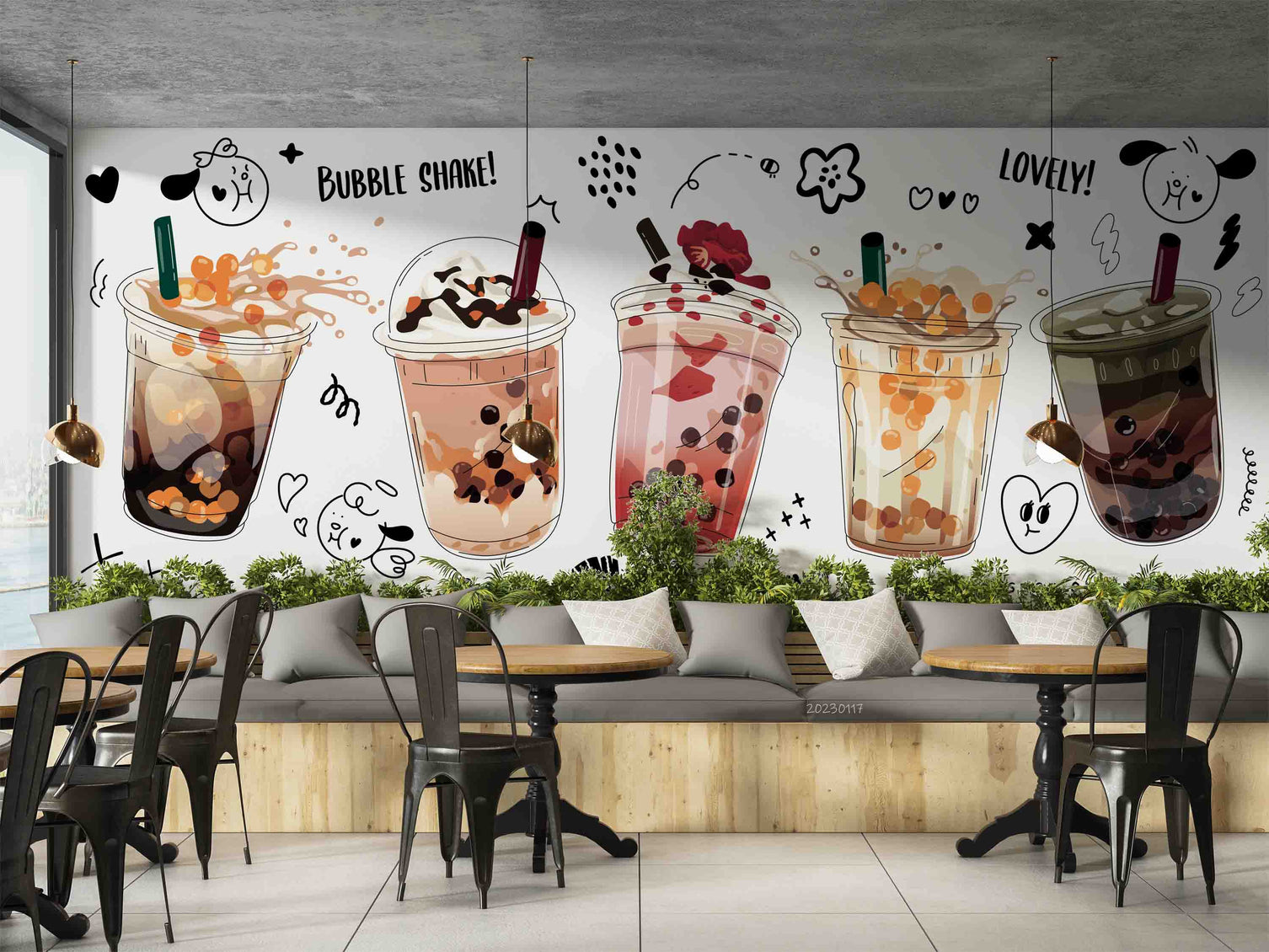 3D Boba Milk Tea Pearl Milk Tea Wall Mural Wallpaper GD 1599 ...
