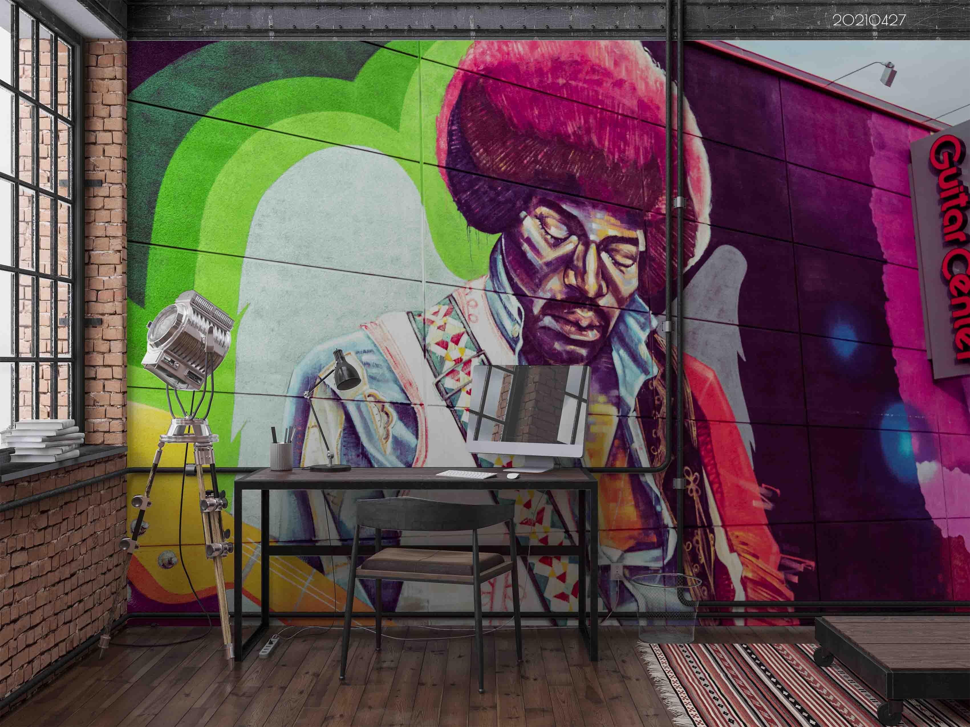 3D Colored Hip Hop Singer Graffiti Wall Mural Wallpaper LQH 97 ...