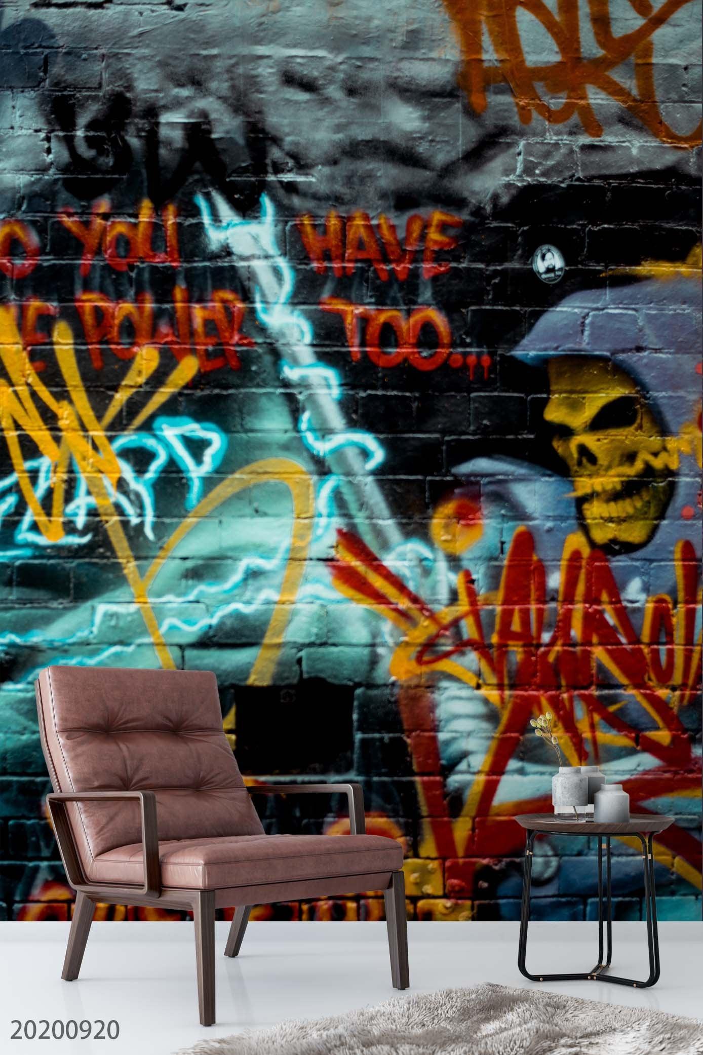 3D Abstract Graffiti Skeleton Mural Wallpaper WJ 1399 – Jessartdecoration