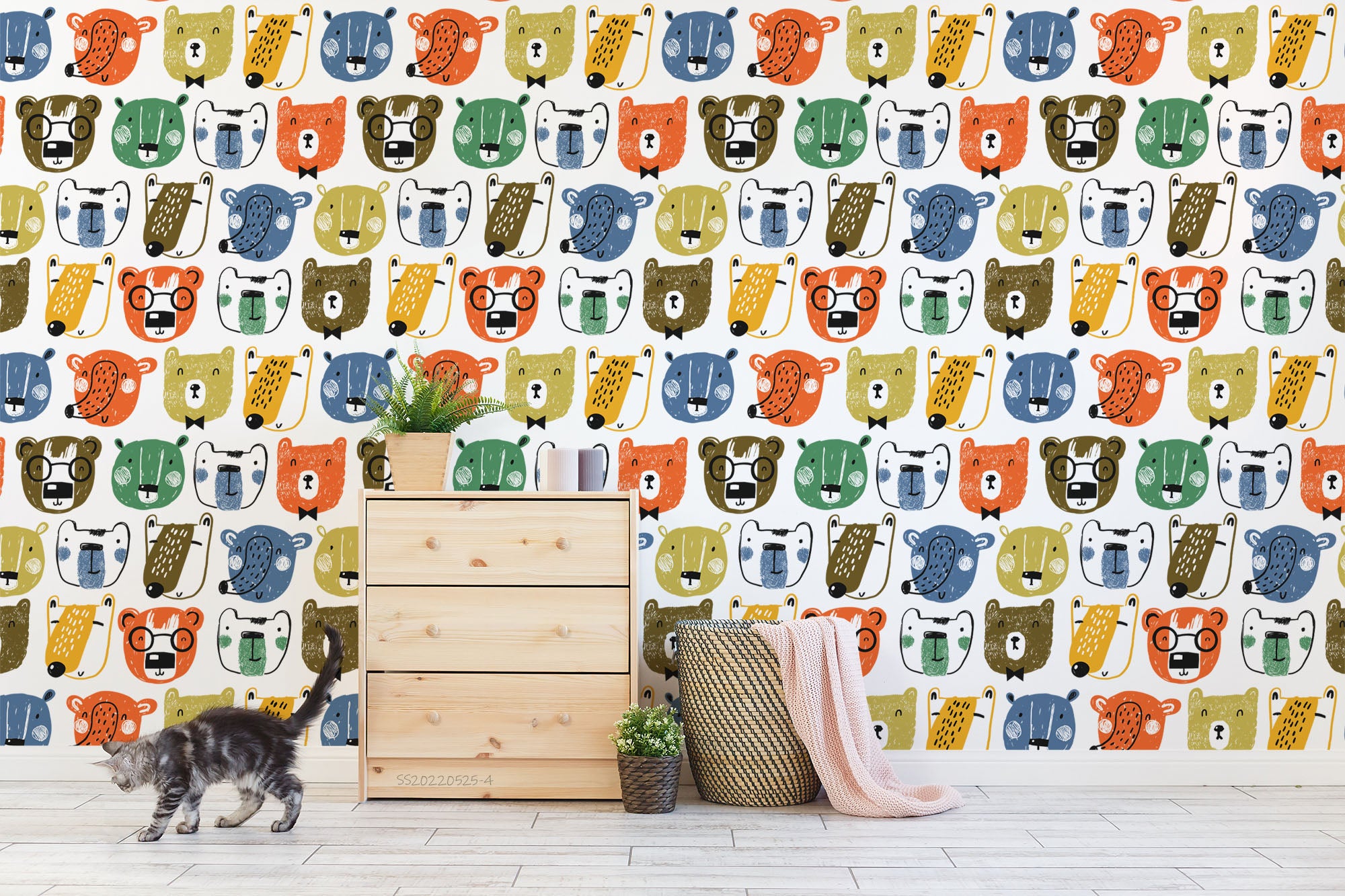 3D Cartoon Cute Animal Avatar Pattern Wall Mural Wallpaper GD 619 ...