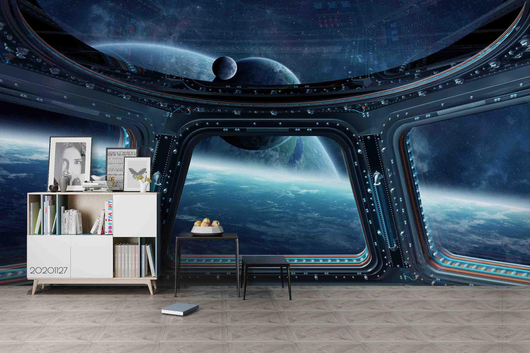 3D Space Probe Planet Earth Spaceship Interior Wall Mural Wallpaper LX ...