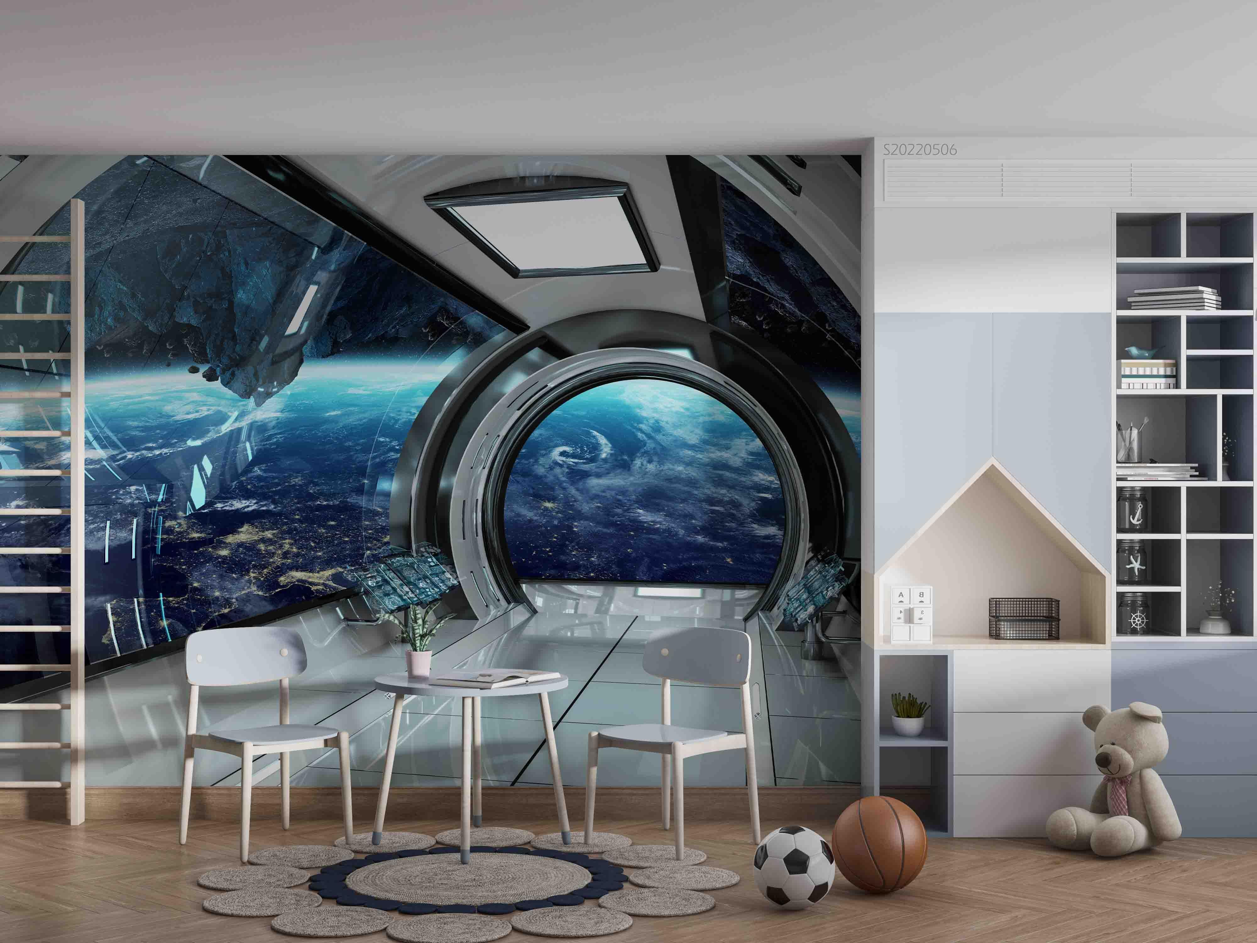 3D Spaceship Space Capsule Earth Wall Mural Wallpaper GD 4677 ...