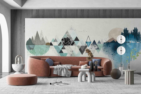 3D Triangle Mountain Landscape Wall Mural Wallpaper sww 235 ...