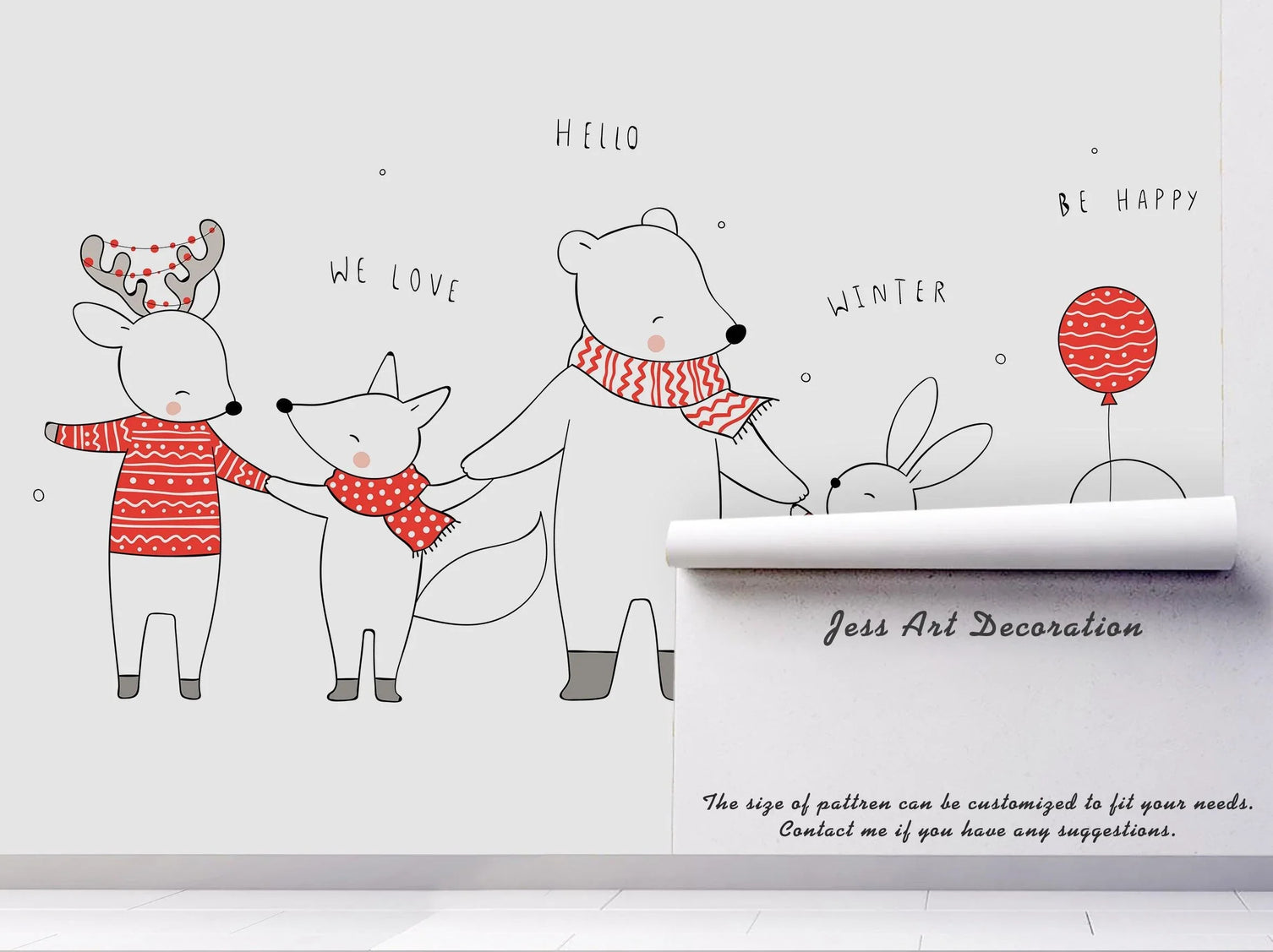 3D Stick Figure Forest Animals Wall Mural Wallpaper 24 – Jessartdecoration