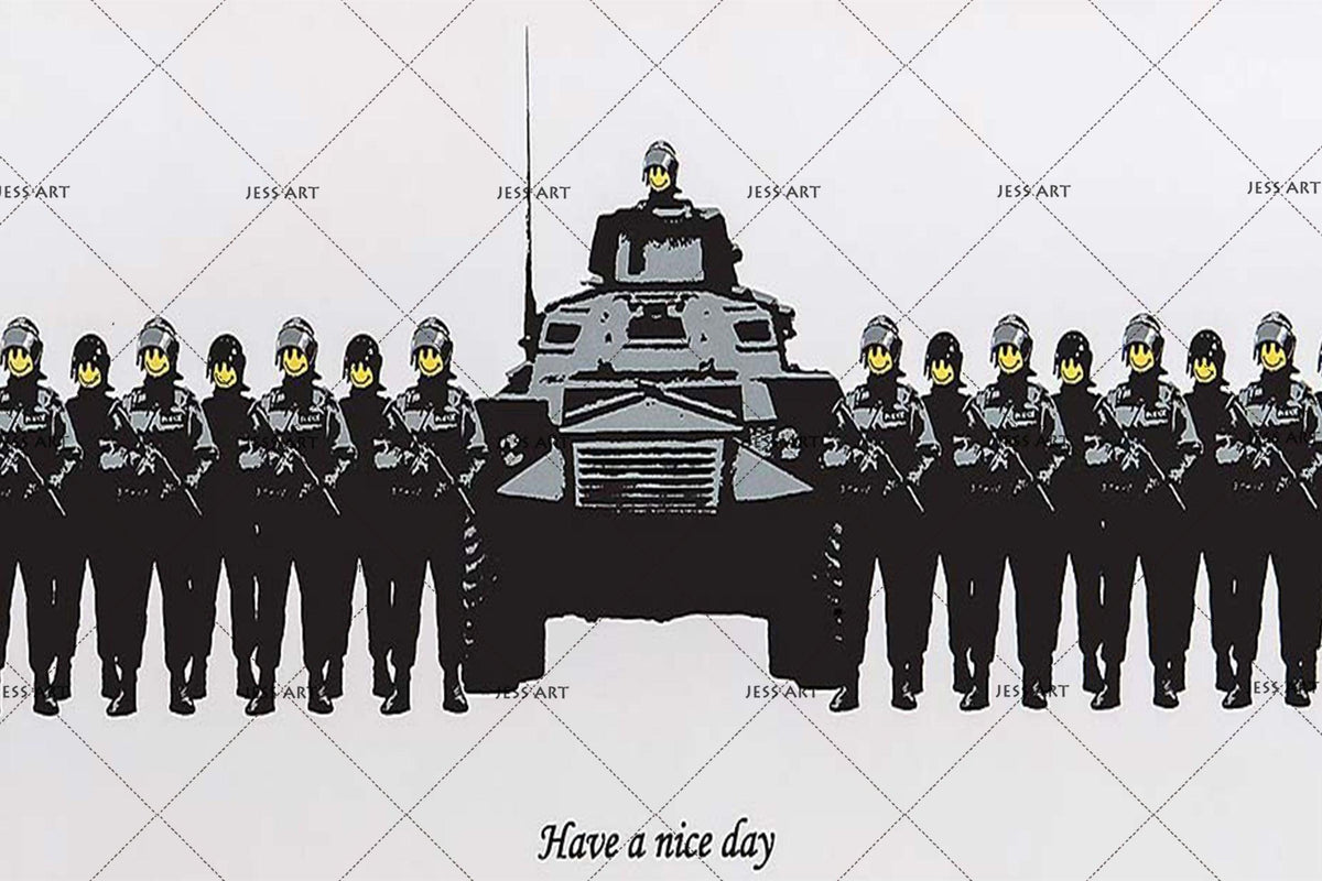 3D Banksy Tank Soldier Wall Mural Wallpaper SF29 | Jessartdecoration