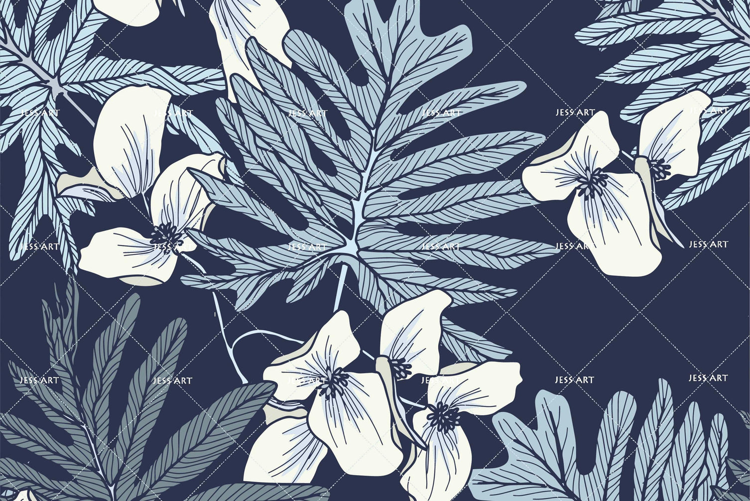 3D Blue Leaves Wall Mural Wallpaper 119 – Jessartdecoration