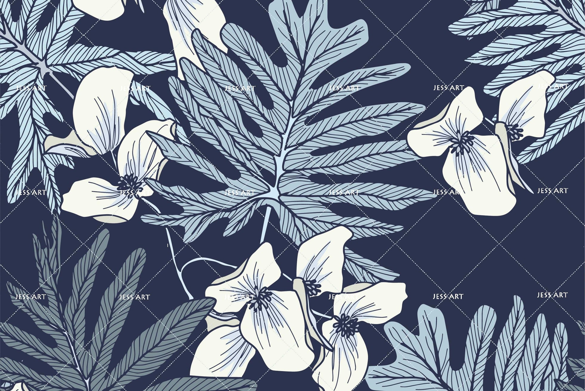 3D Blue Leaves Wall Mural Wallpaper 119 – Jessartdecoration