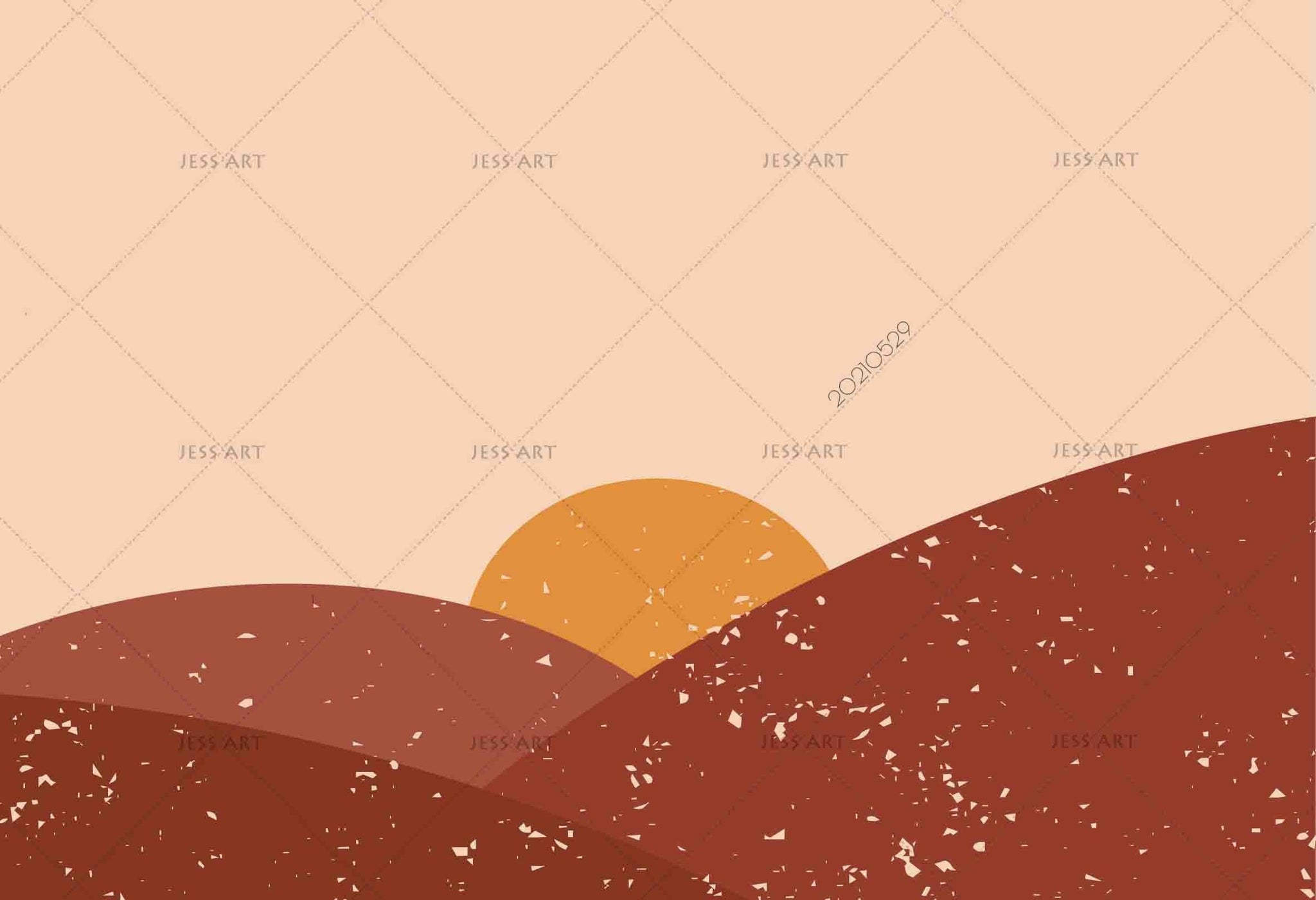 3D Stick Figure Sun Mountain Wall Mural Wallpaper SWW457 ...