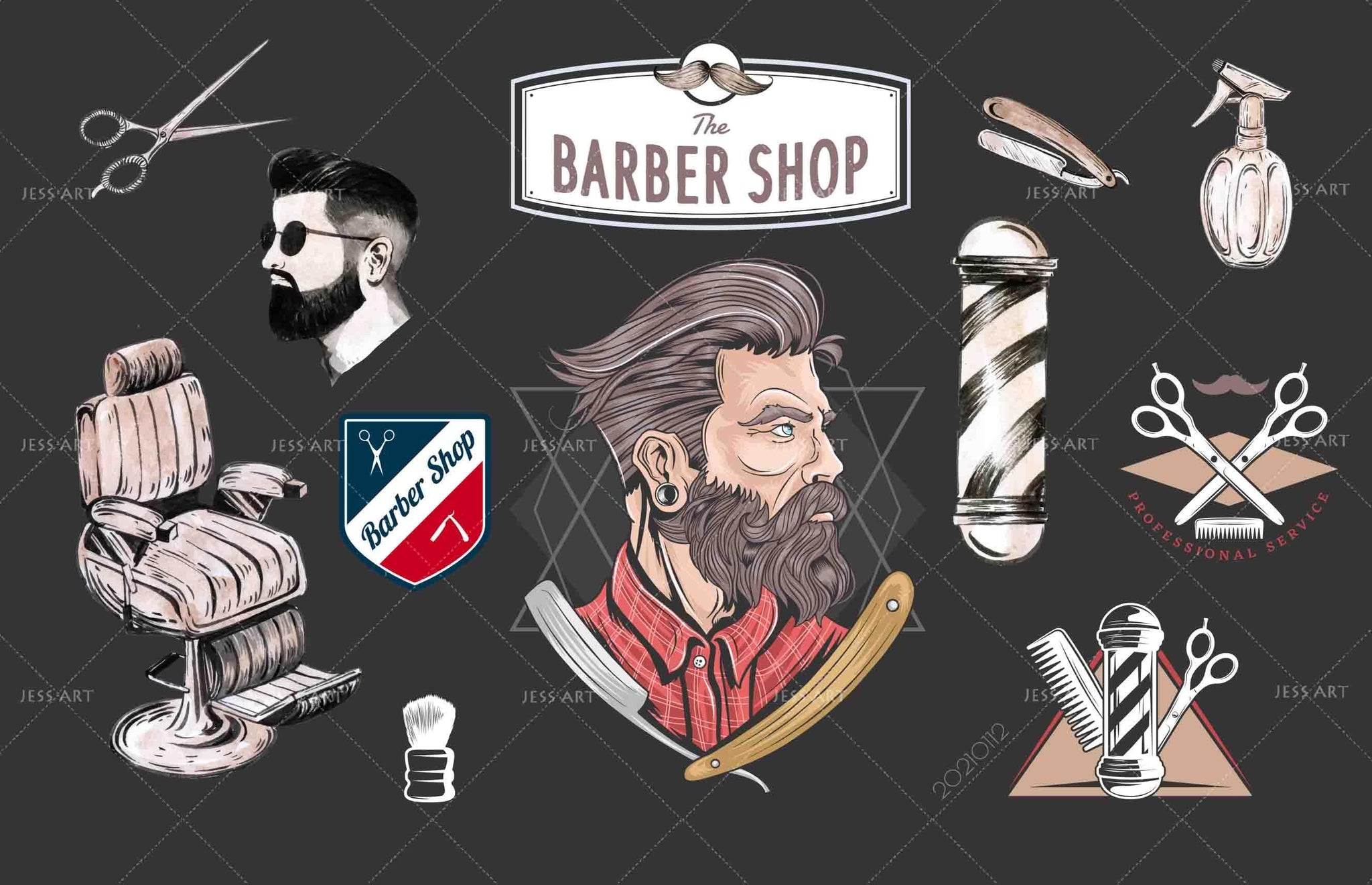 3D Barber Shop Background Wall Mural Wallpaper LQH 26 – Jessartdecoration